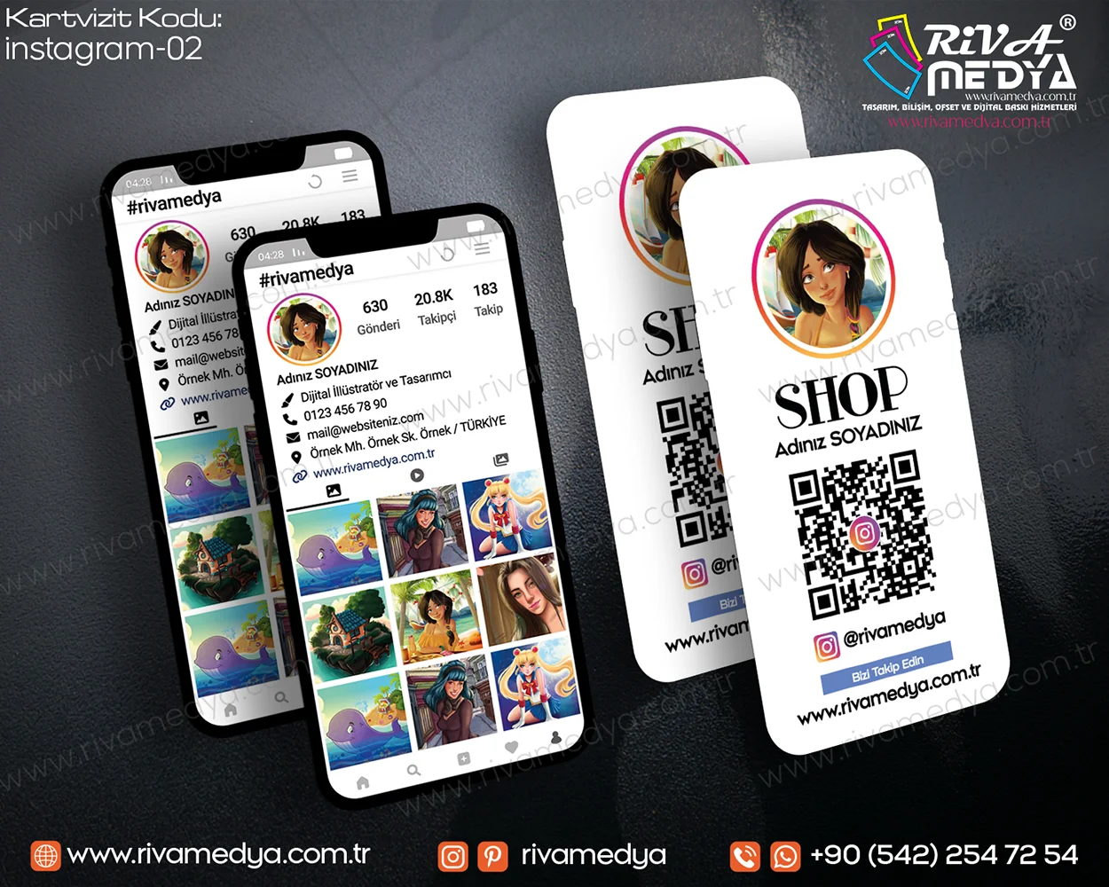 iphone 14 Şeklinde Özel Kesimli instagram Kartvizit Örneği